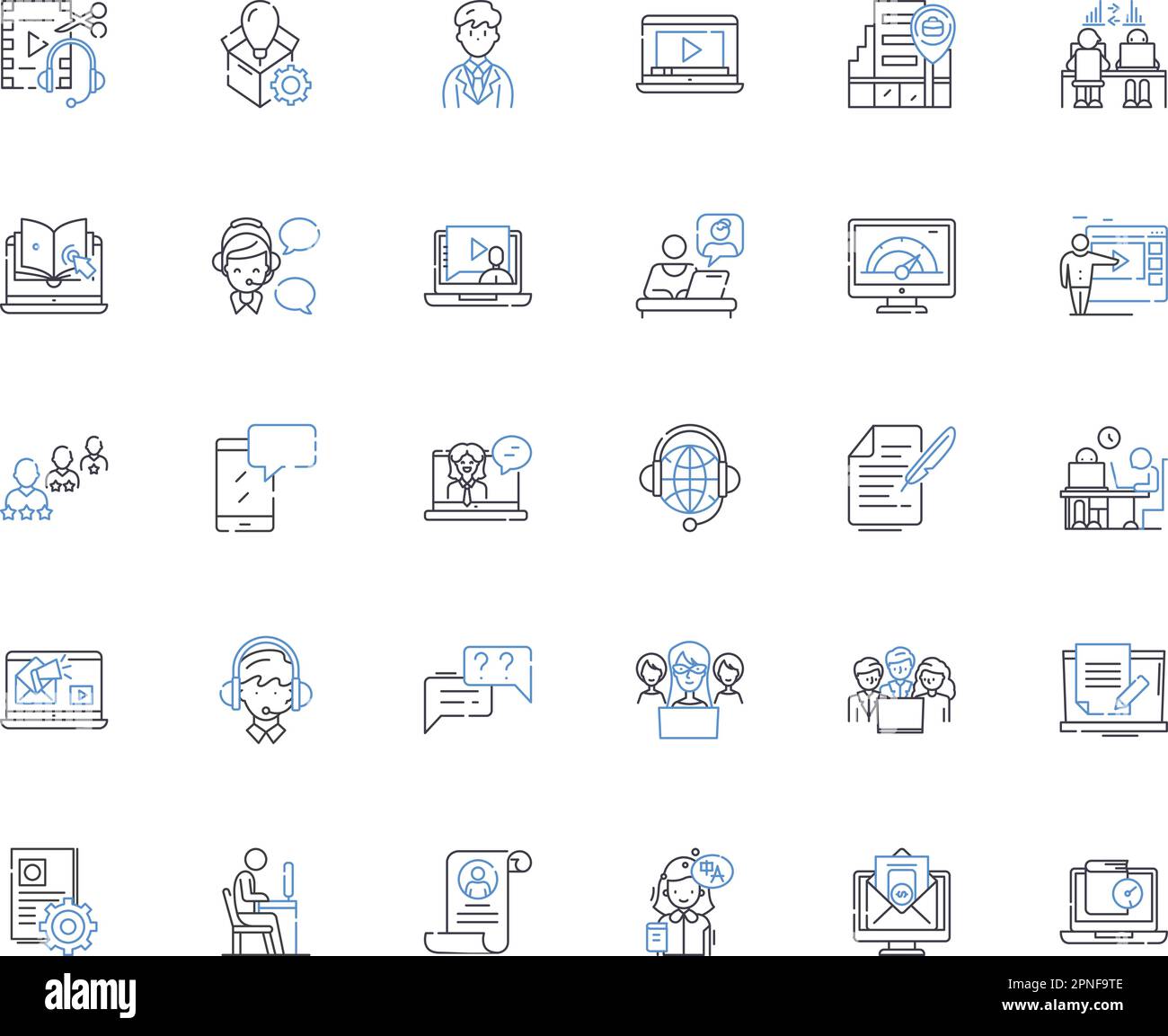 Distance working line icons collection. Flexibility, Remote ... Distance working line icons collection. Flexibility, Remote ...