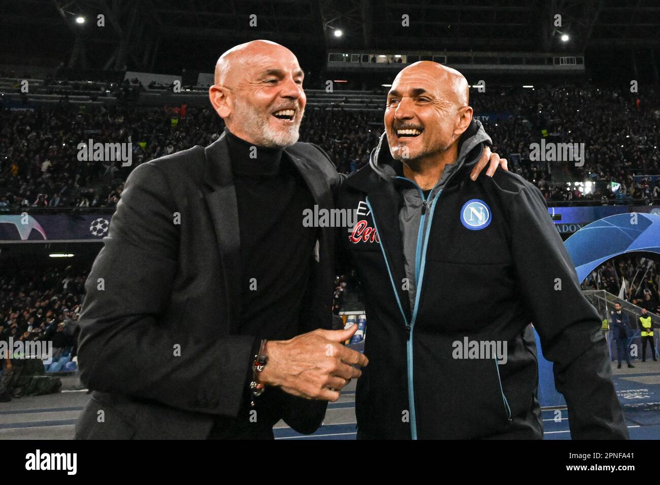 Naples, Italy. April 2023, Coach Stefano Pioli AC MIlan and Coach ...