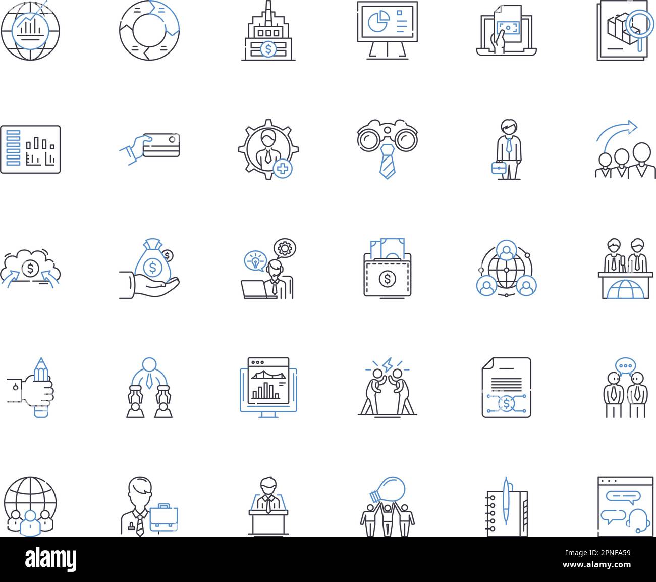 Fiscal plan line icons collection. Budget, Revenue, Deficit, Spending ...