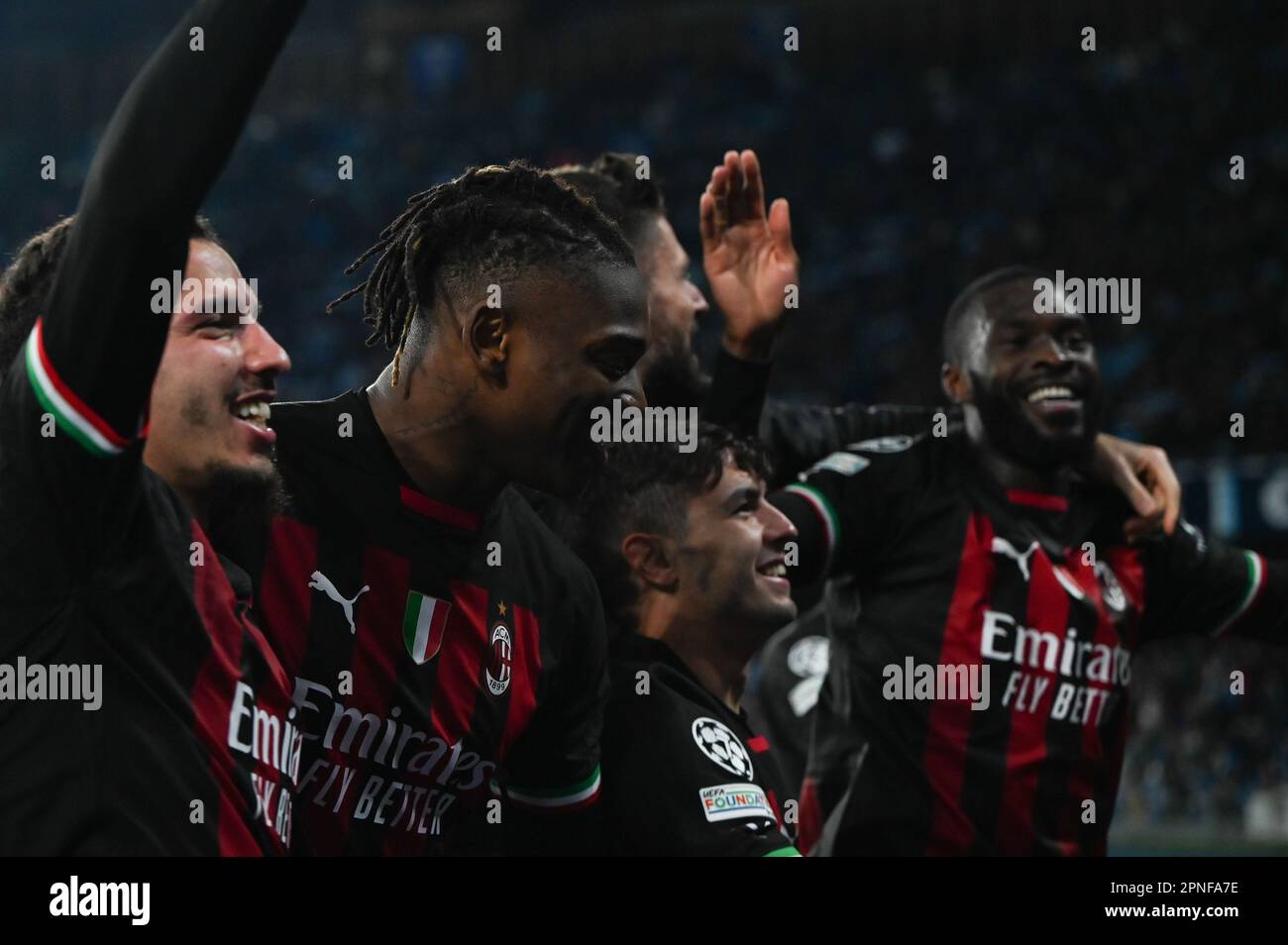 Naples, Italy. April 2023, Team of AC Milan celebrating after the ...