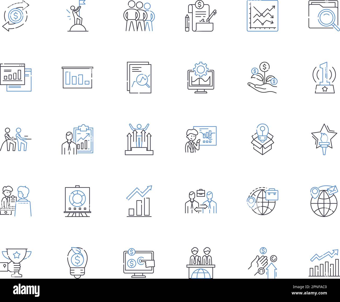 Company expansion line icons collection. Growth, Expansion, Diversification, Innovation, Market ...