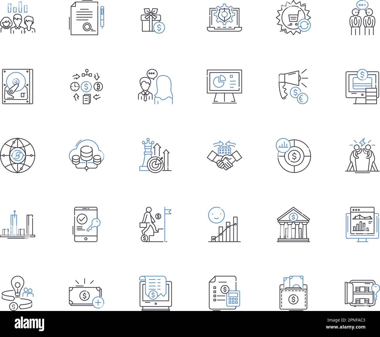 Integration line icons collection. Synthesis, Fusion, Unity, Harmony ...