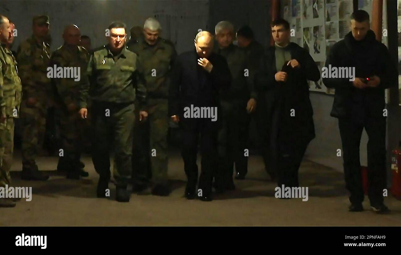 Kherson, Ukraine. 18th Apr, 2023. Shows Russian President Vladimir ...