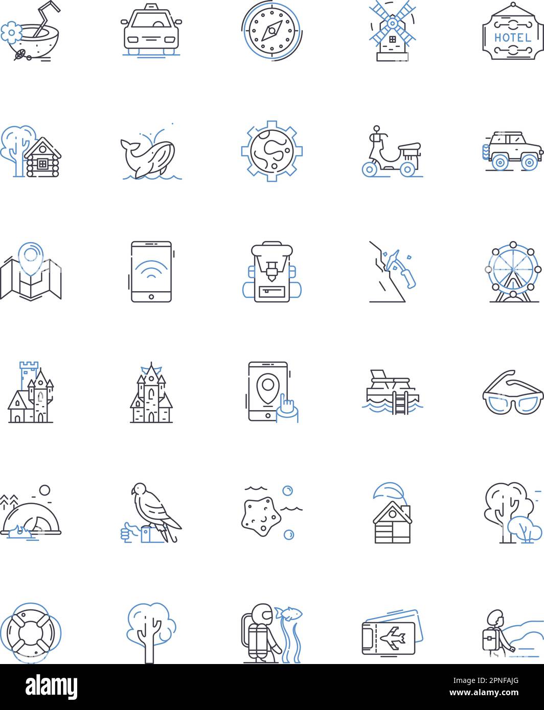 Excursion bureau line icons collection. Adventure, Explore, Tour ...