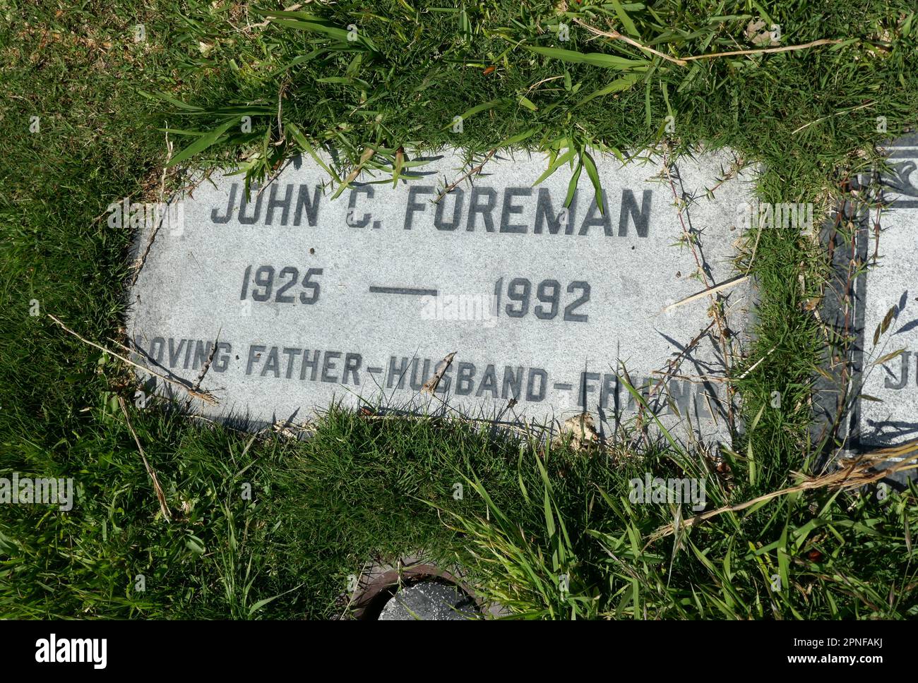 Los Angeles, California, USA 16th April 2023 Producer/Director John Foreman's Grave in Garden of ...