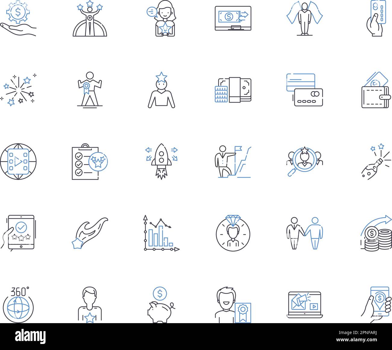 Expense Budgeting Line Icons Collection Allocation Planning Control