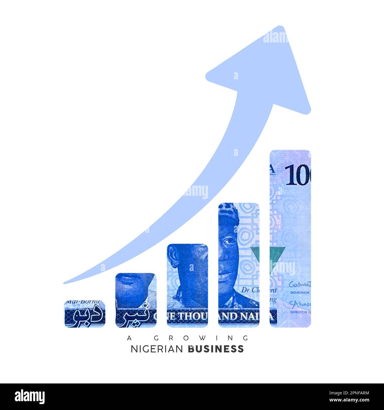 Growing business icon. clip masking of new Nigerian naira note to in ...