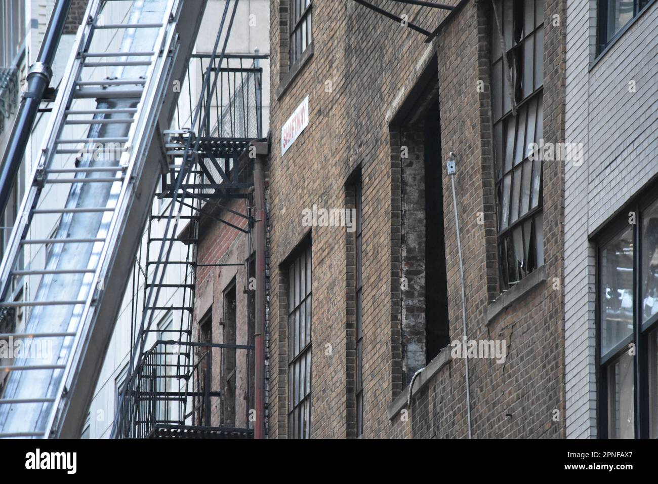 Manhattan, United States. 18th Apr, 2023. A broken window is seen at ...