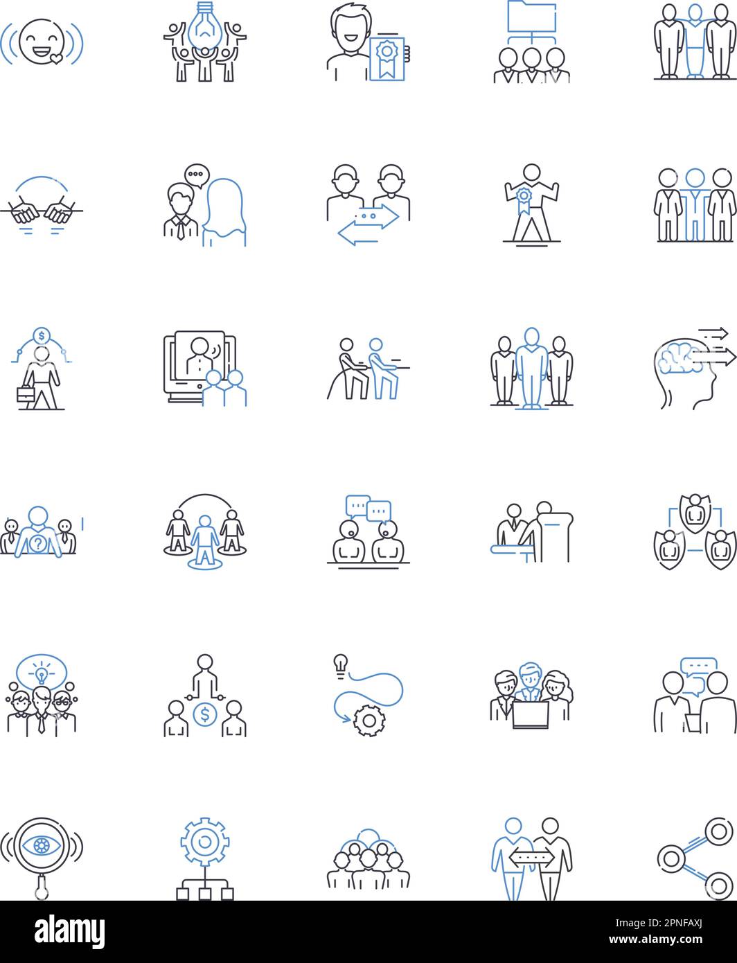 Leadership skills line icons collection. Influence, Motivation ...
