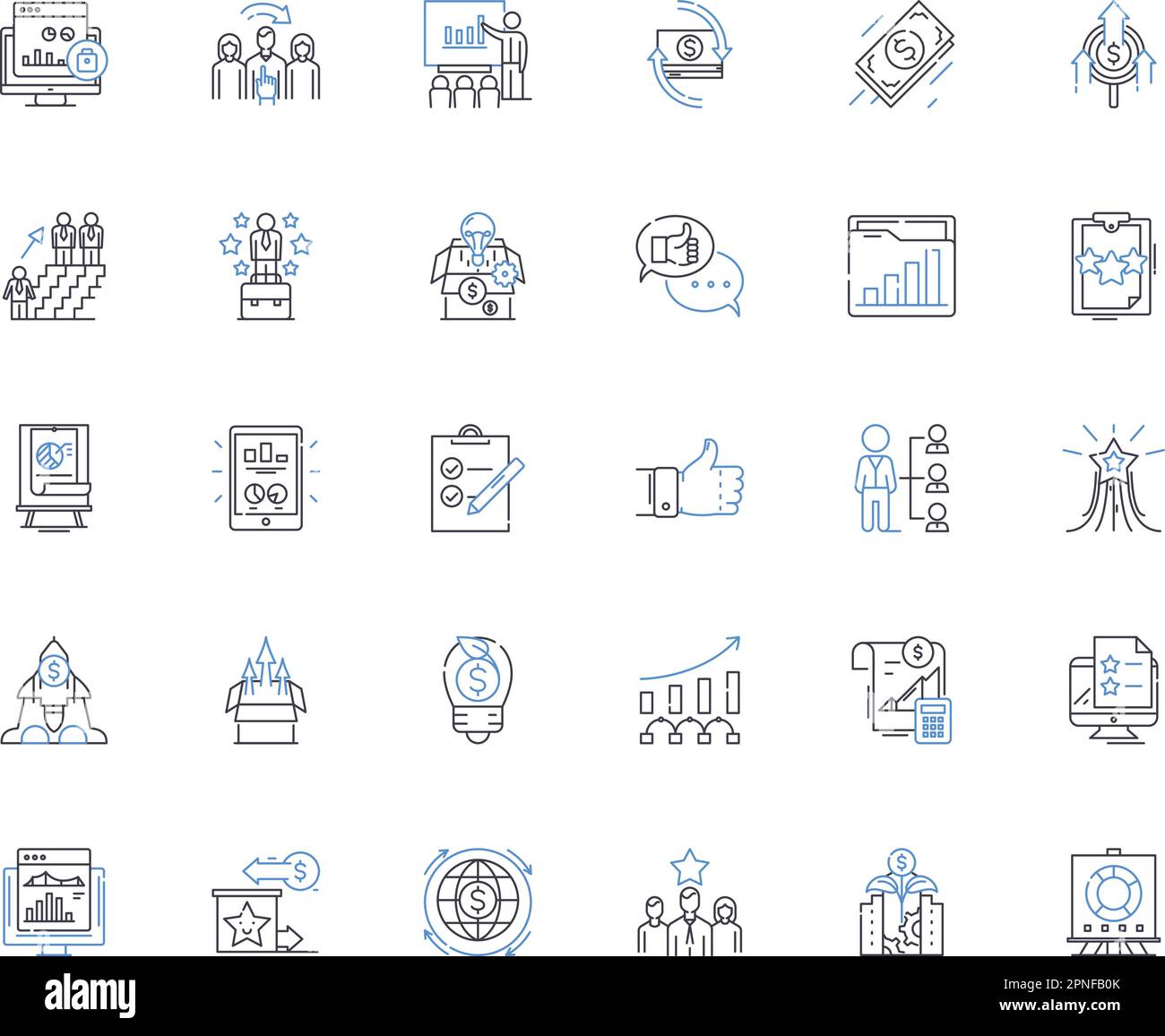 Financial Appraisal Line Icons Collection Valuation Analysis
