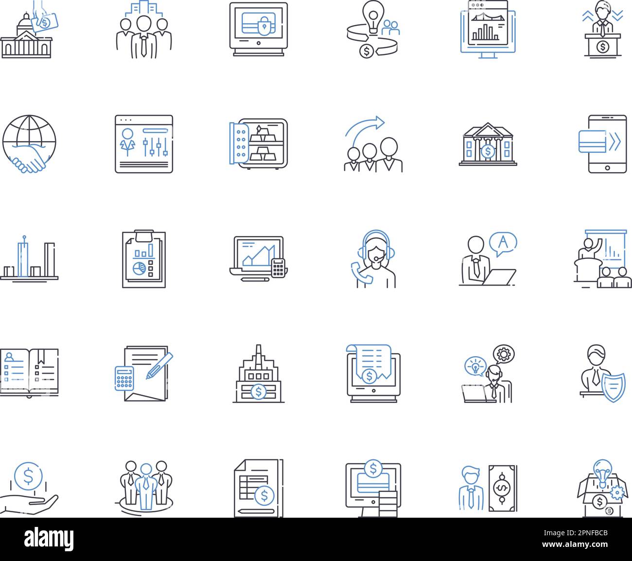 Budgeting And Forecasting Line Icons Collection Budget Forecasting Planning Analysis
