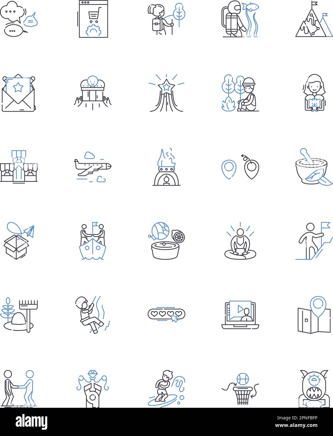 Cultural immersion line icons collection. Experience, Language, Customs ...