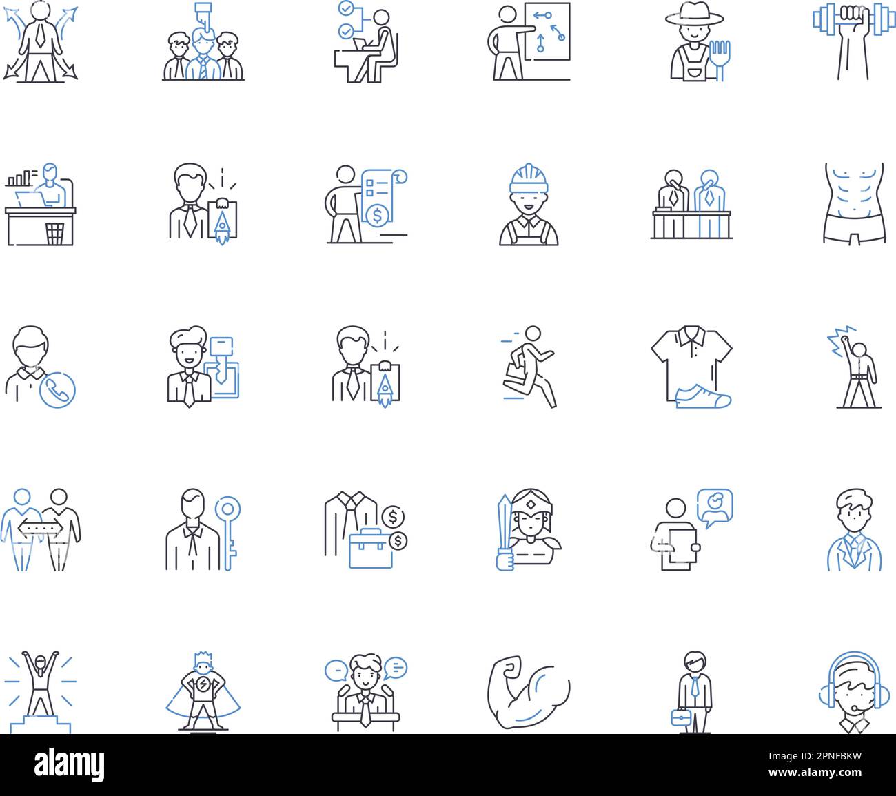 Employee ethos line icons collection. Integrity, Commitment, Responsibility, Diligence ...