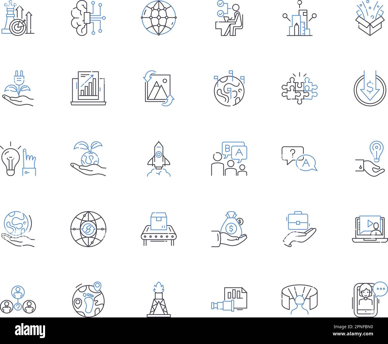 Modern Approach Line Icons Collection Innovation Progress Evolution Streamlining Automation