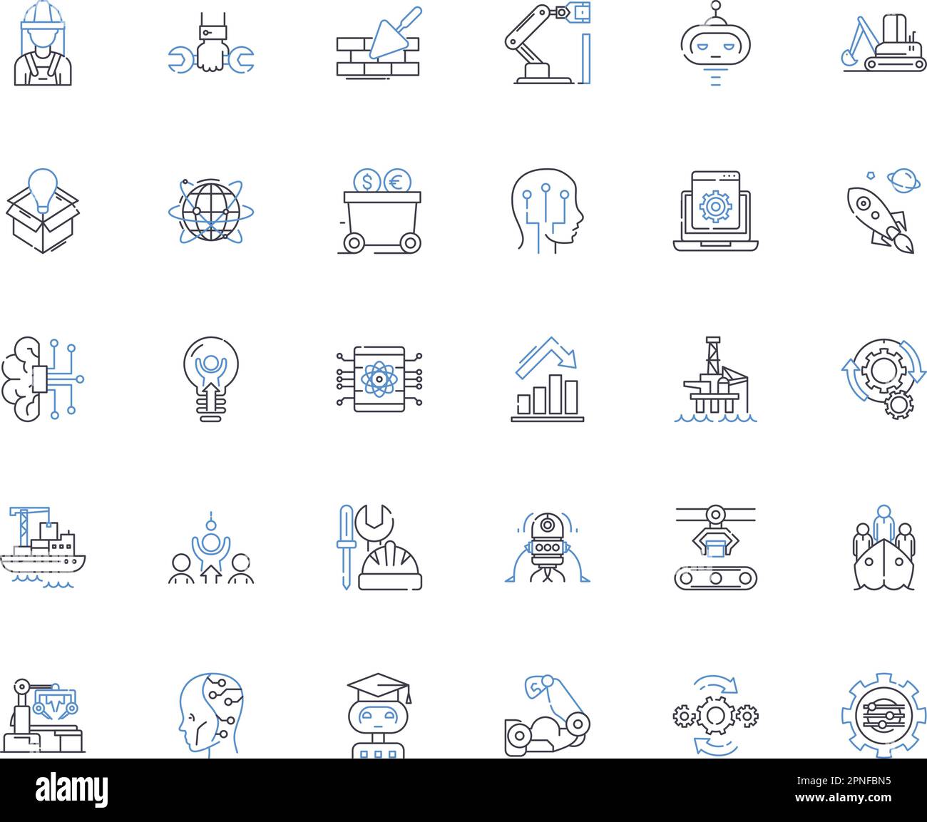 Engineering outline icons collection. Innovation, Design, Mechanism ...