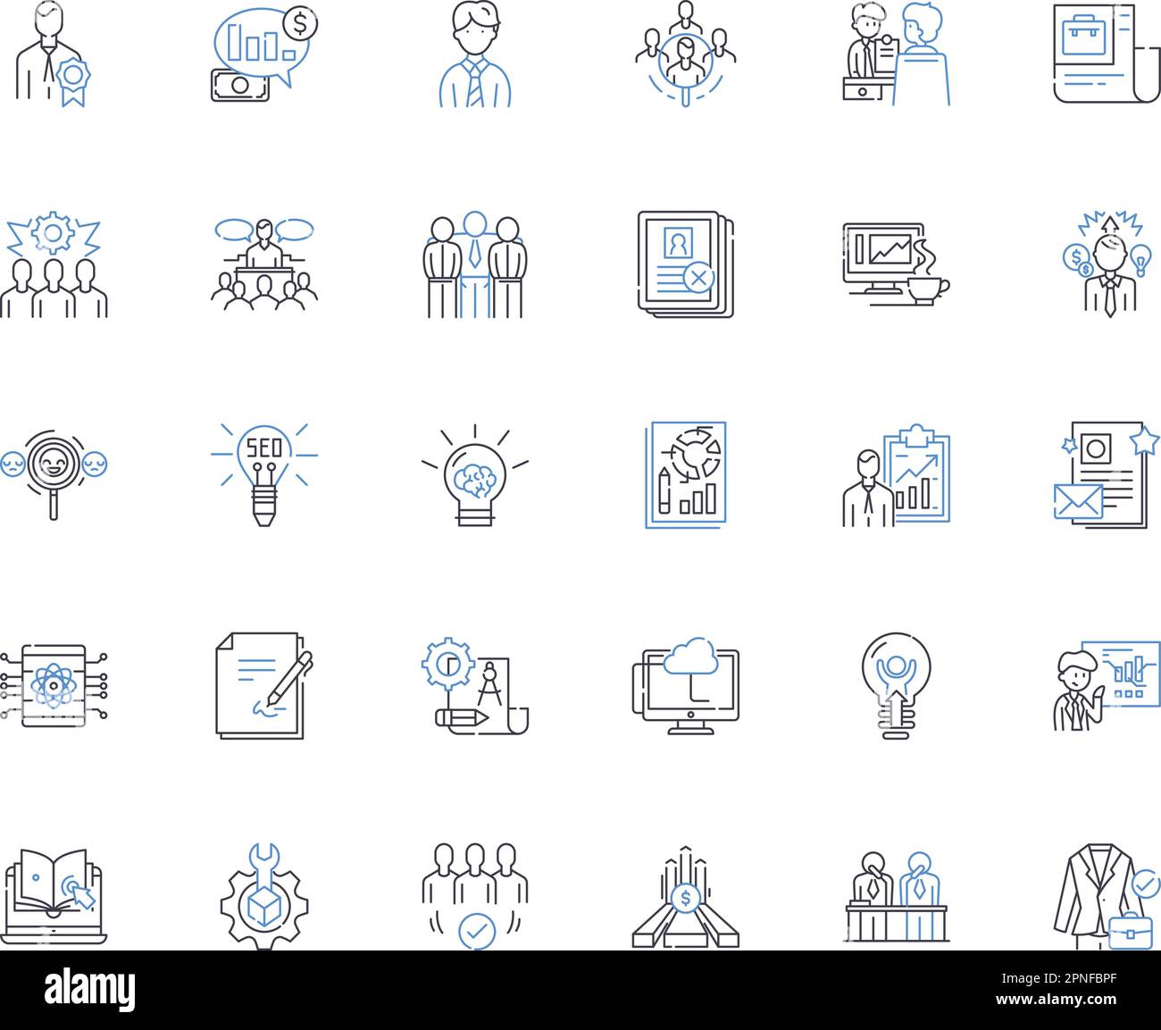Economic study line icons collection. Inflation, Recession ...