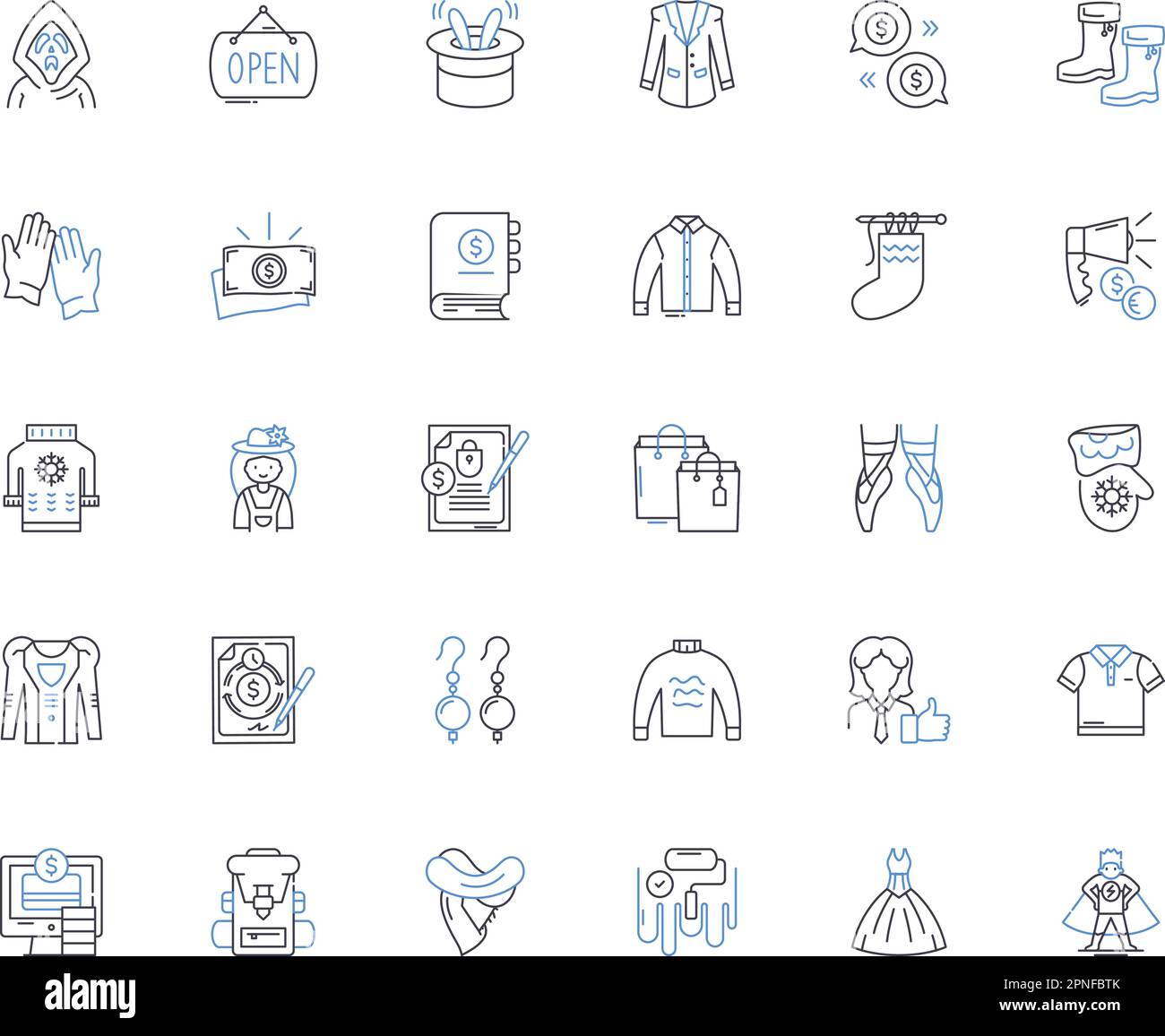 Clothing Production Line Icons Collection Fabric Sewing Textile