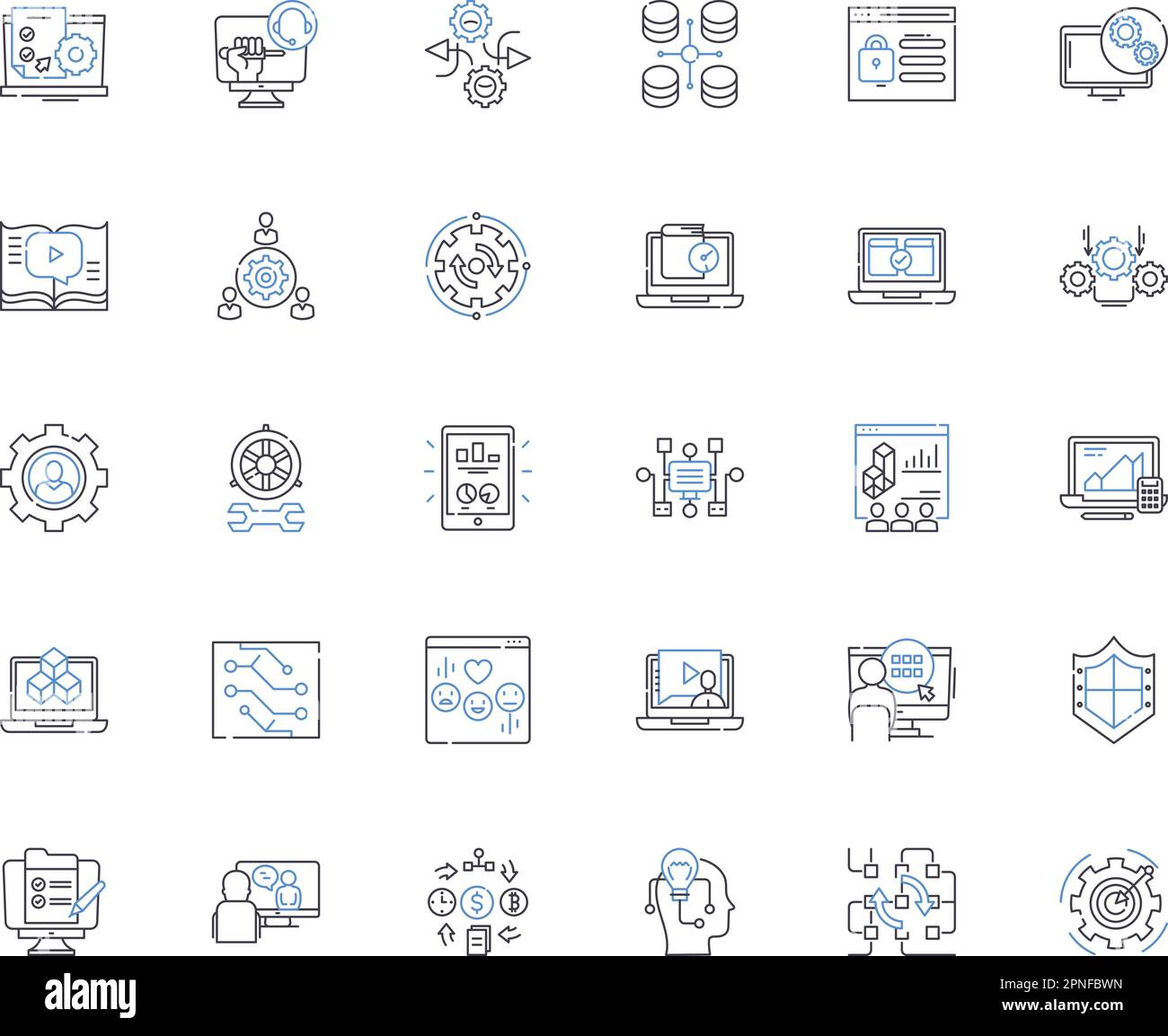 Access Control Line Icons Collection Biometrics Authentication