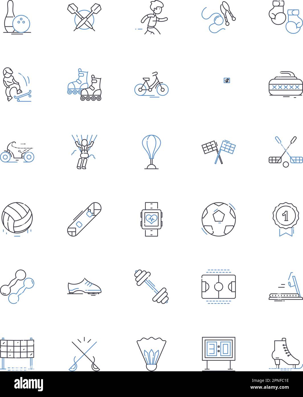 Recreational pastimes line icons collection. Gaming, Hiking, Painting ...