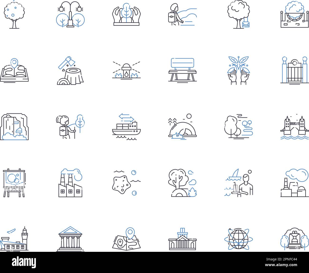 Forest trails line icons collection. Serene, Lush, Breathtaking ...