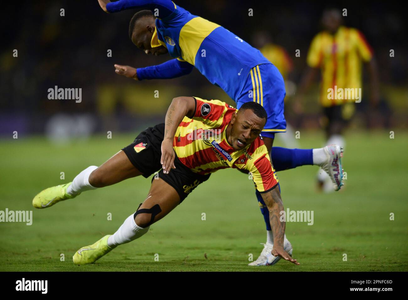 Angelo Rodriguez of Colombia's Deportivo Pereira, bottom, is fouled by ...