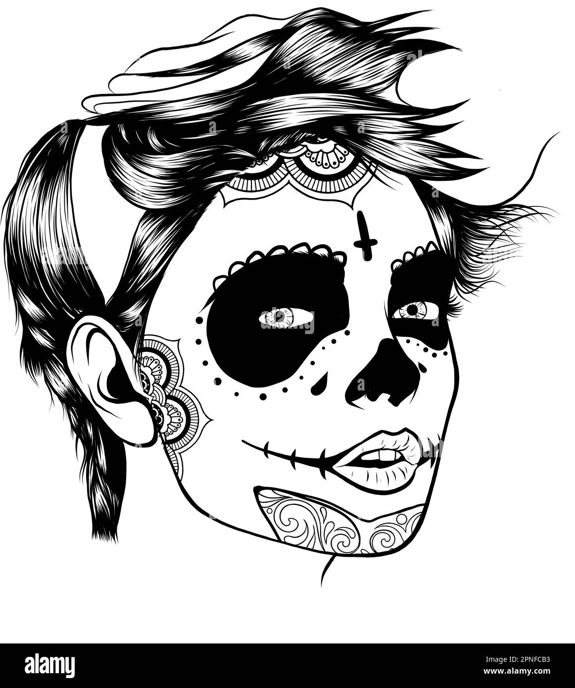 Sugar Skull Clip Art Black And White
