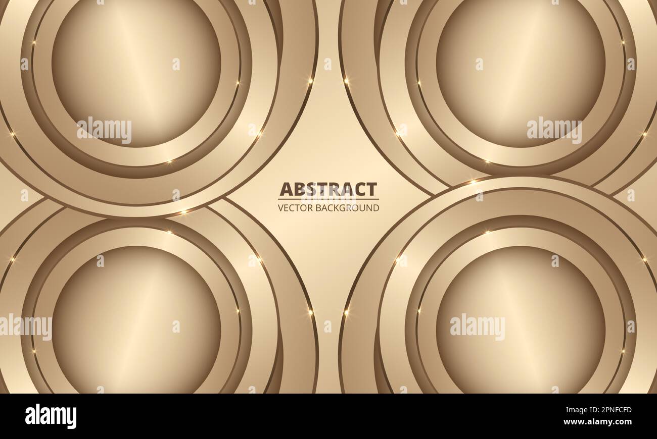 Abstract luxury golden circles on gold vector background. Realistic ...