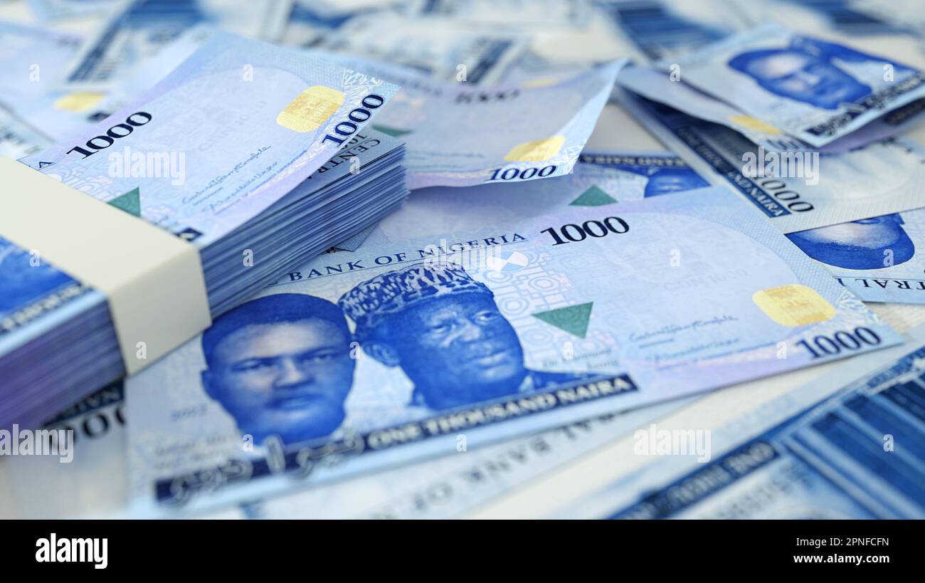 3D rendering of Nigerian naira notes spread on surface Stock Photo - Alamy