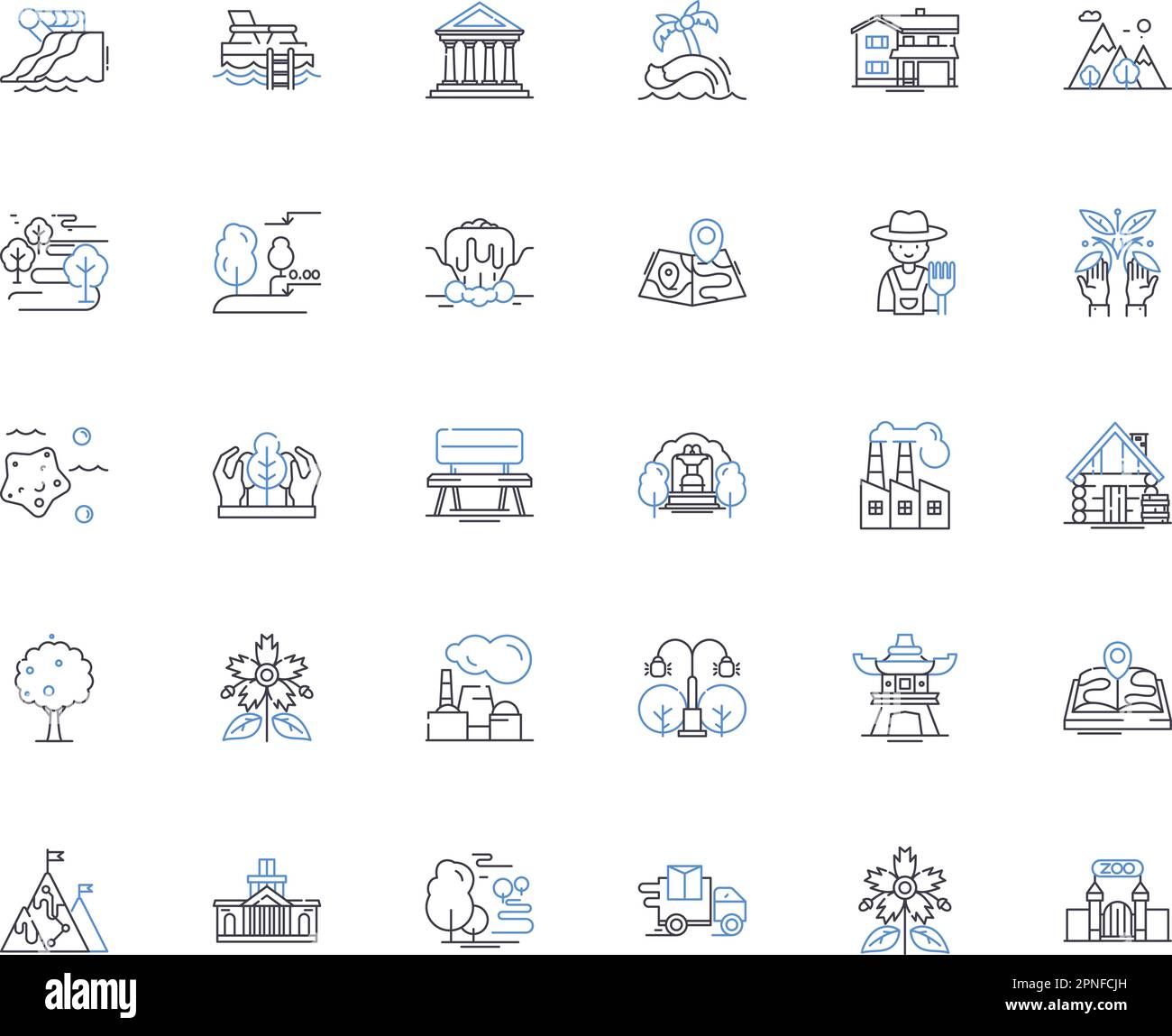 Forests and woodlands line icons collection. Arboreal, Canopy ...