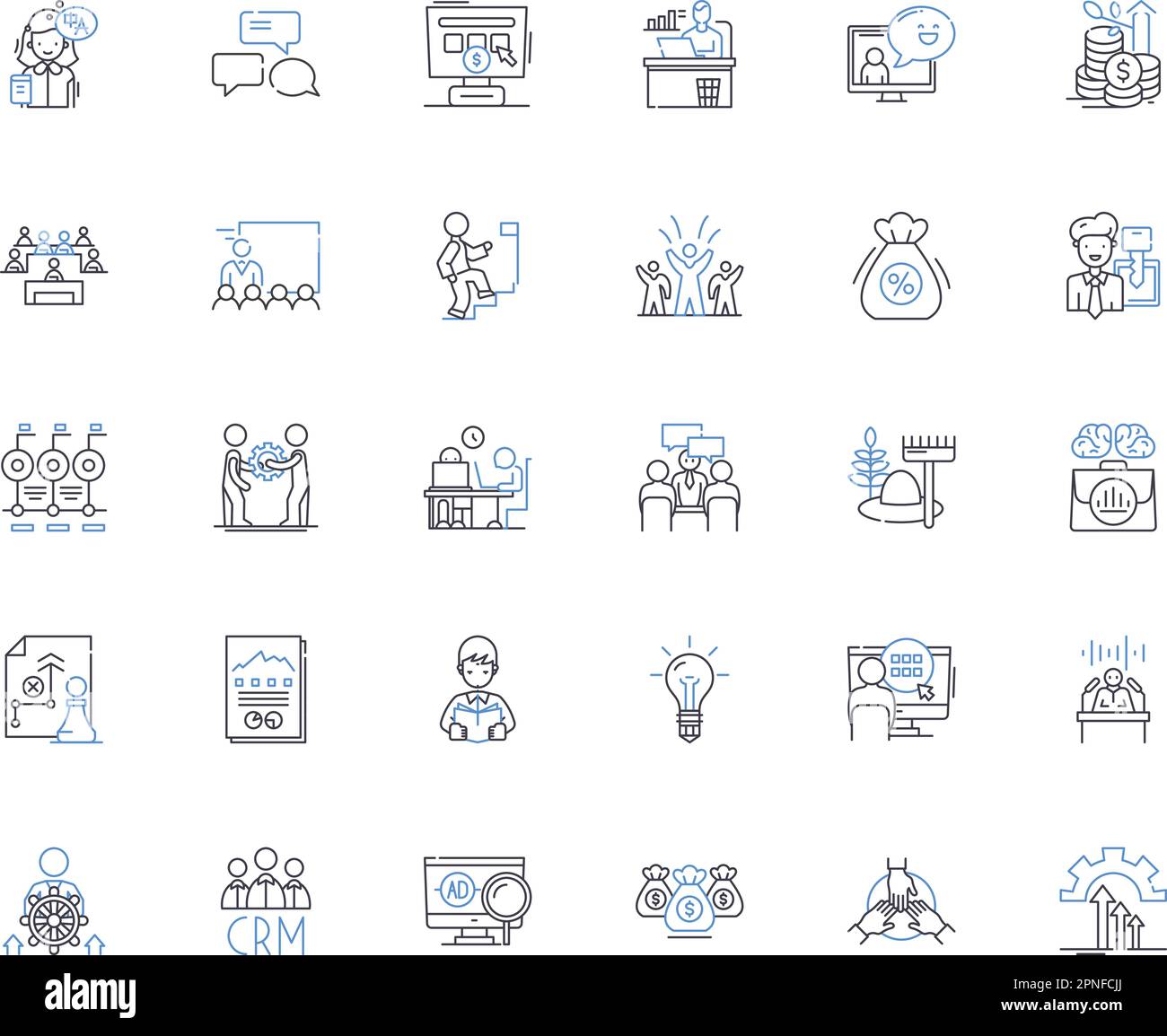 Staff advancement line icons collection. Promotion, Mentorship, Development, Skill-building ...