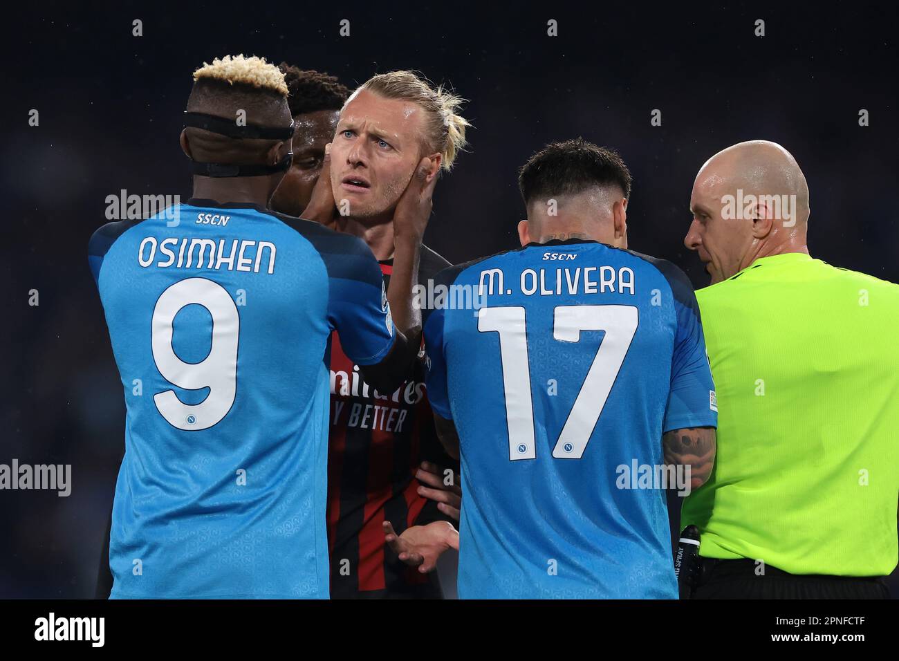 Naples, Italy, 18th April 2023. Victor Osimhen of SSC Napoli reacts ...