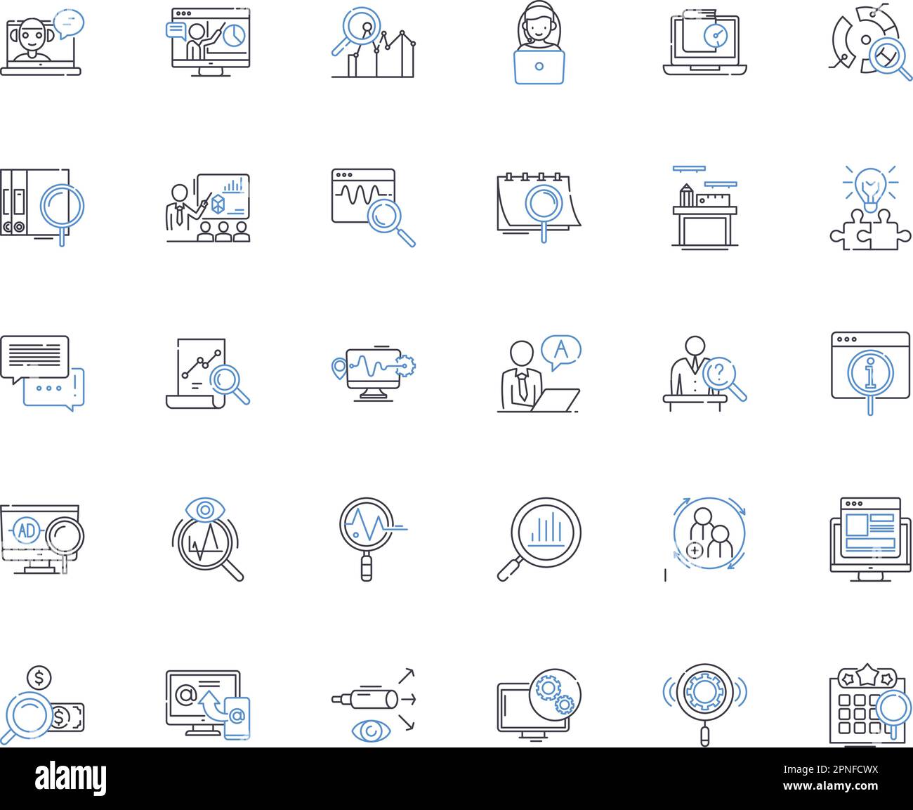 Evaluation Line Icons Collection Analysis Appraisal Assessment