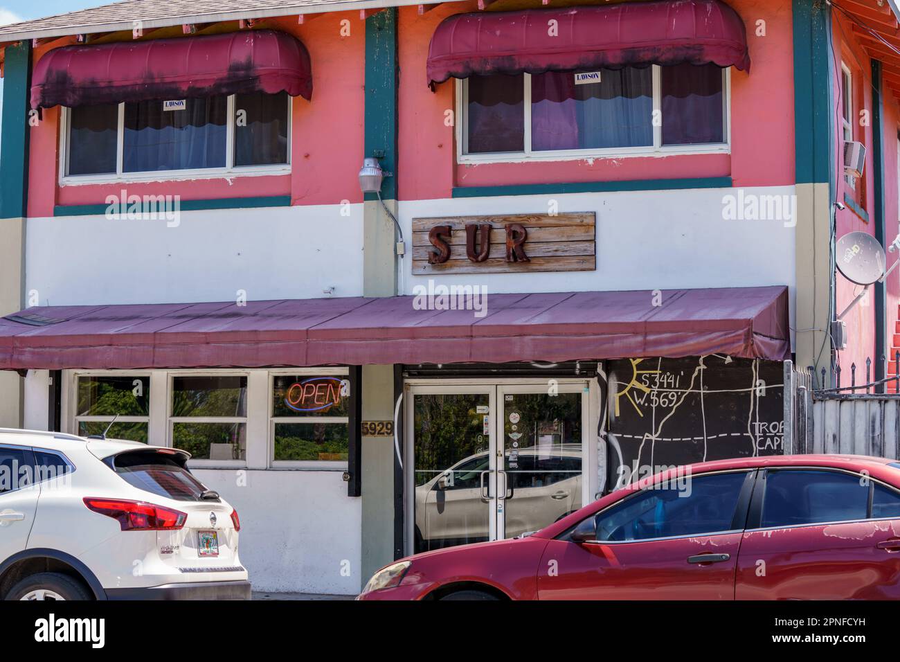 Little Haiti Miami, FL, USA - April 18, 2023: Sur Restaurant in Little ...