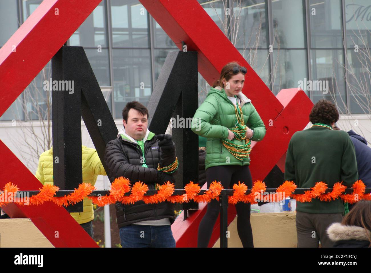 Parade spectator's line Market Street to see the St Patrick's Day ...