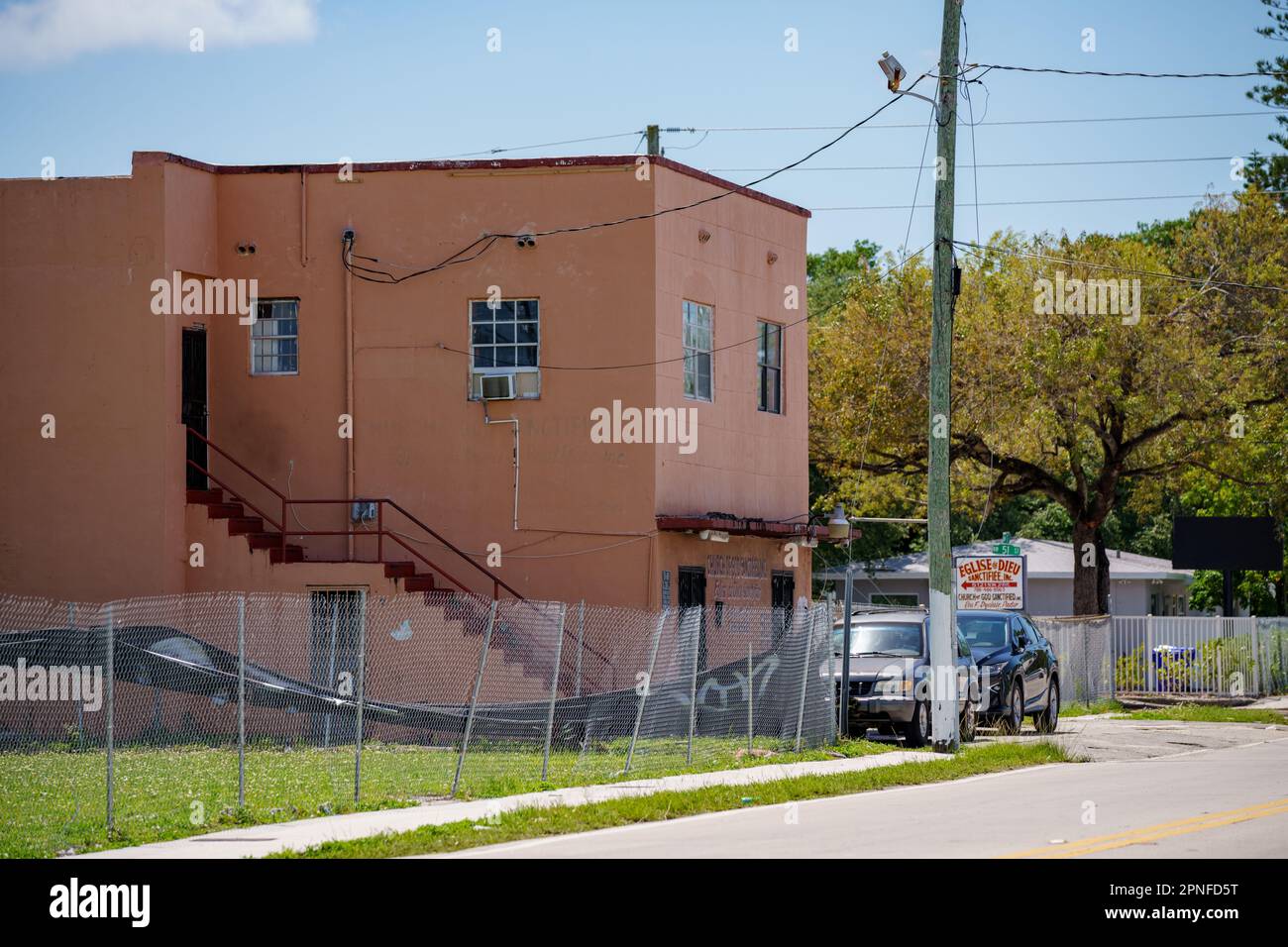 Little Haiti Miami, FL, USA - April 18, 2023: Image of a church ...