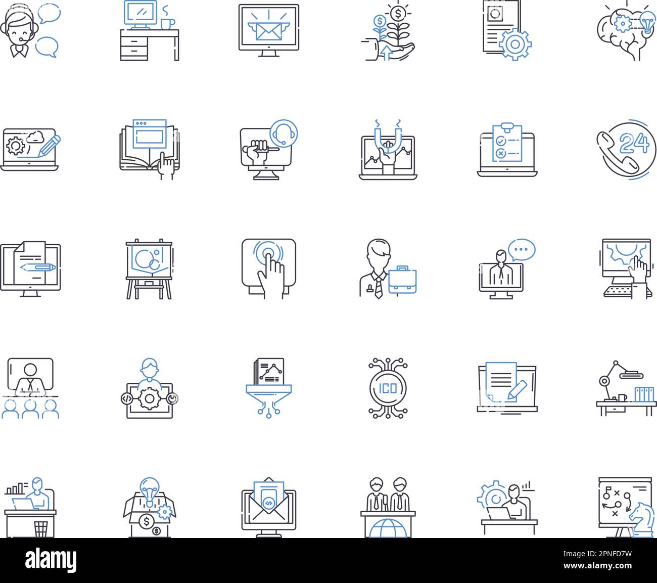 Team meeting line icons collection. ollaboration, Coordination, Discussion, Planning ...