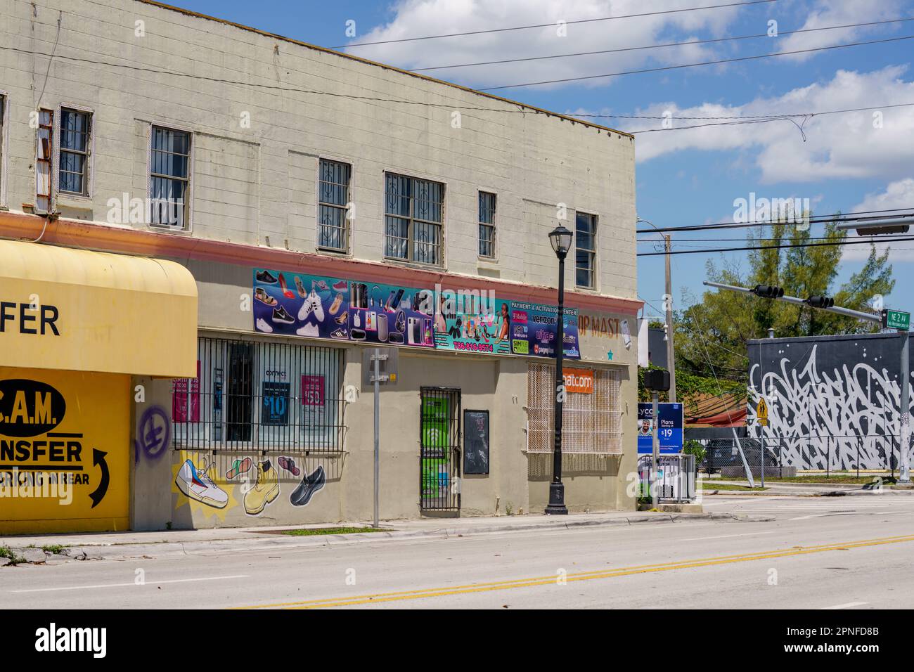 Little Haiti Miami, FL, USA - April 18, 2023: Businesses in Little ...