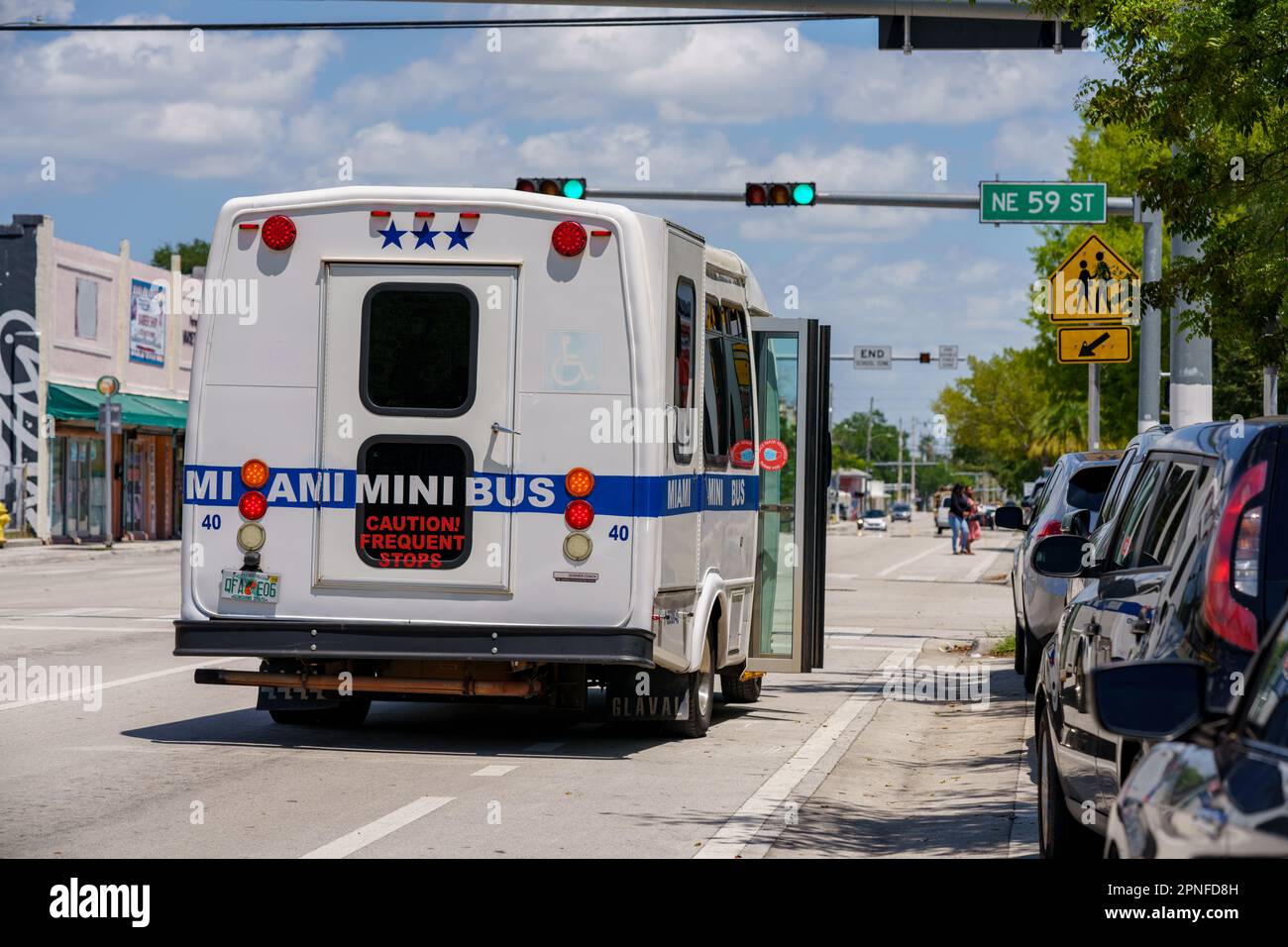 Little Haiti Miami, FL, USA - April 18, 2023: Miami Jitney mini bus ...