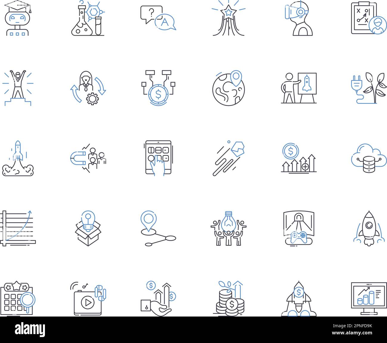Development Line Icons Collection Progress Advancement Evolution