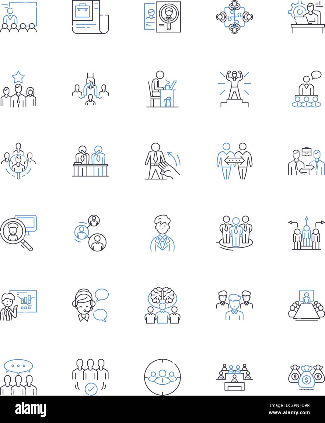 Workplace efficiency line icons collection. Streamlined, Productive, Organized, Focused ...