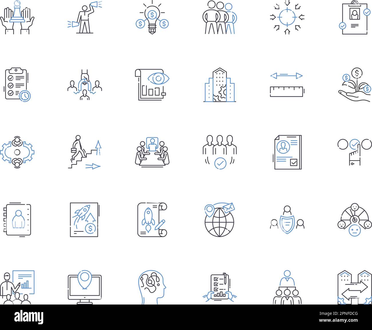 Enterprise Advancement Line Icons Collection Scalability Innovation
