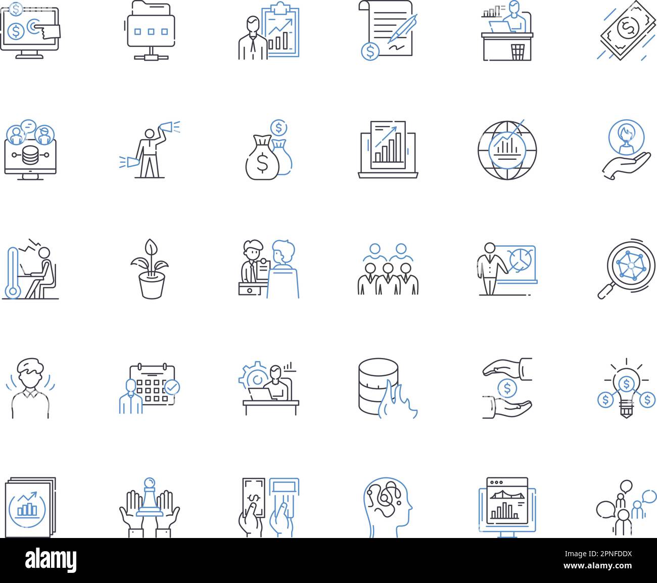 Financial Analysis Line Icons Collection Forecasting Valuation