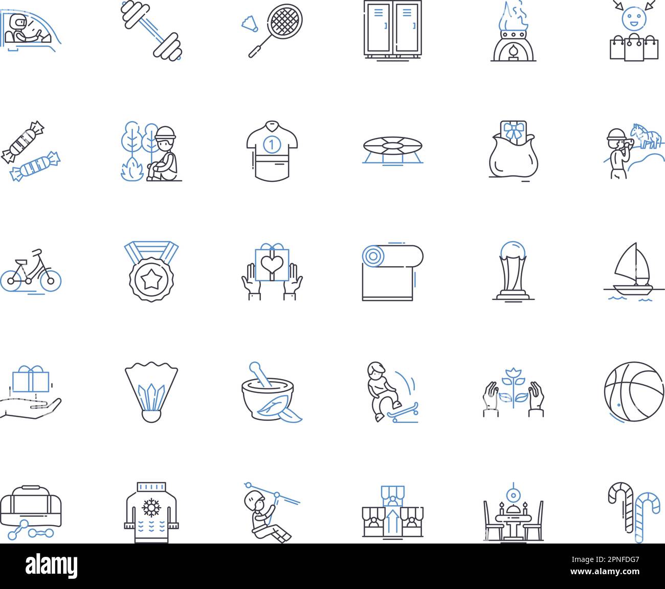 Recreational activities line icons collection. Hiking, Swimming ...