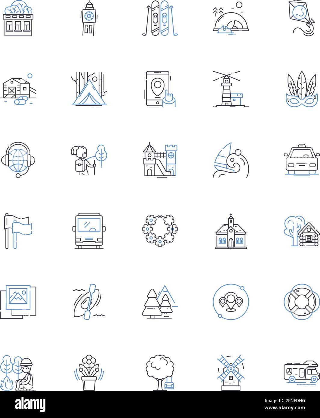 Earth adventure line icons collection. Exploration, Discovery, Journey ...