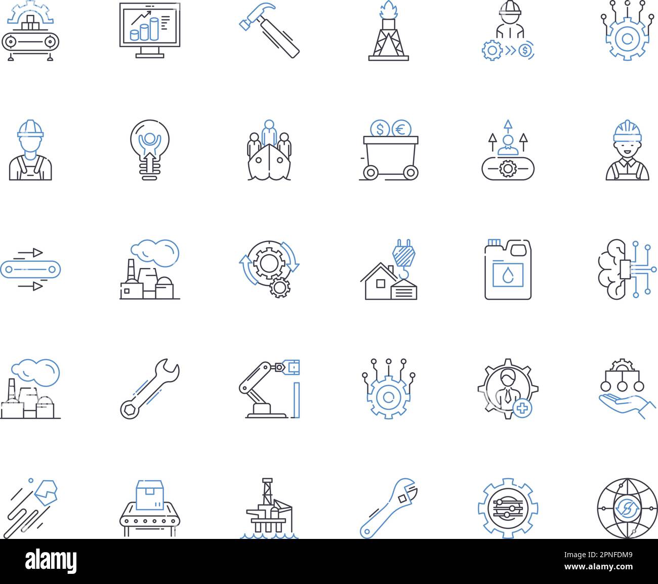 Business trade line icons collection. Commerce, Import, Export ...