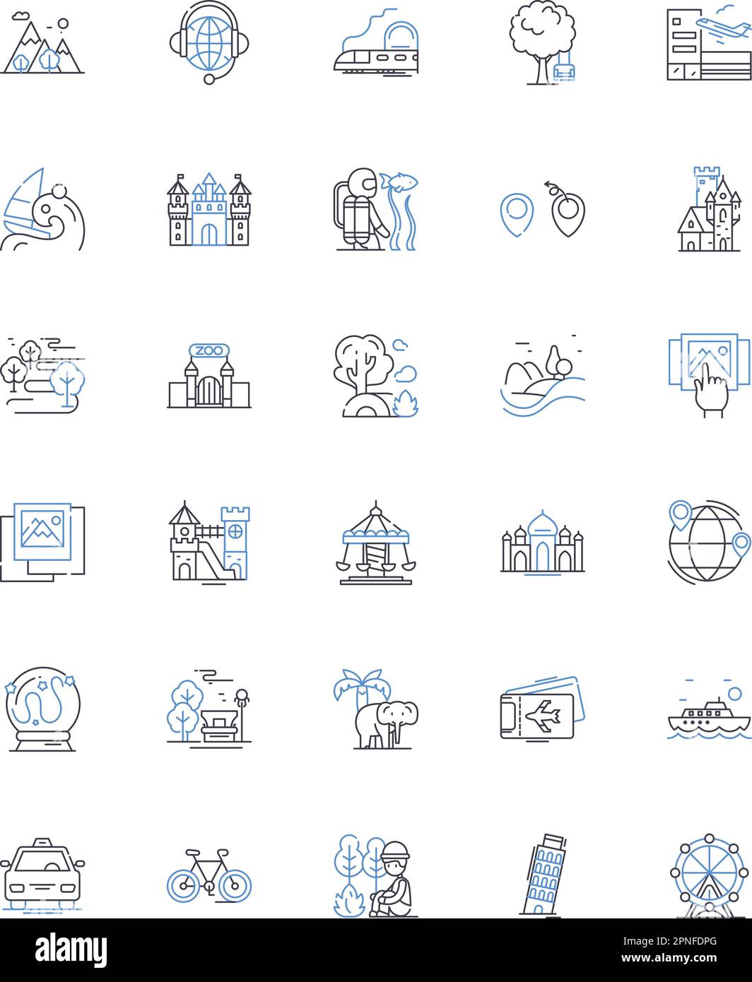 Wanderlust tourism line icons collection. Adventure, Culture ...