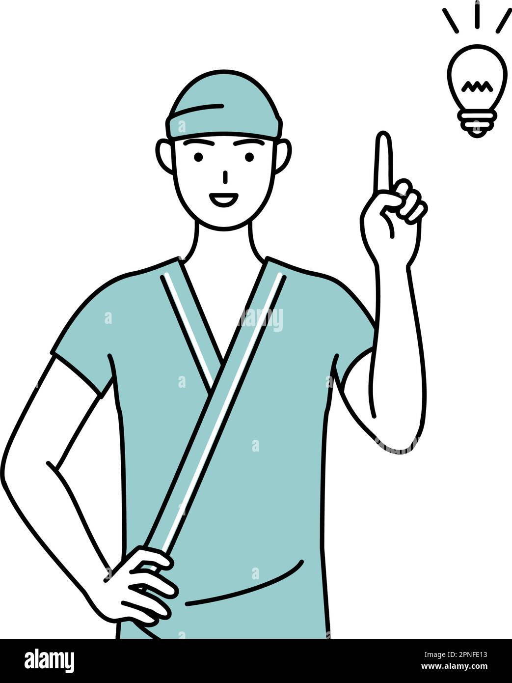 Male admitted patient in hospital gown coming up with an idea, Vector ...