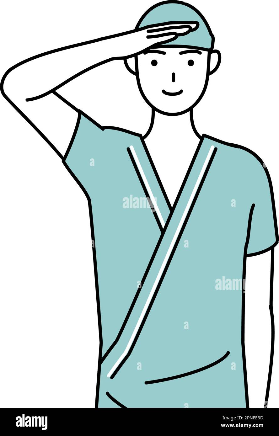 Male admitted patient in hospital gown making a salute, Vector ...
