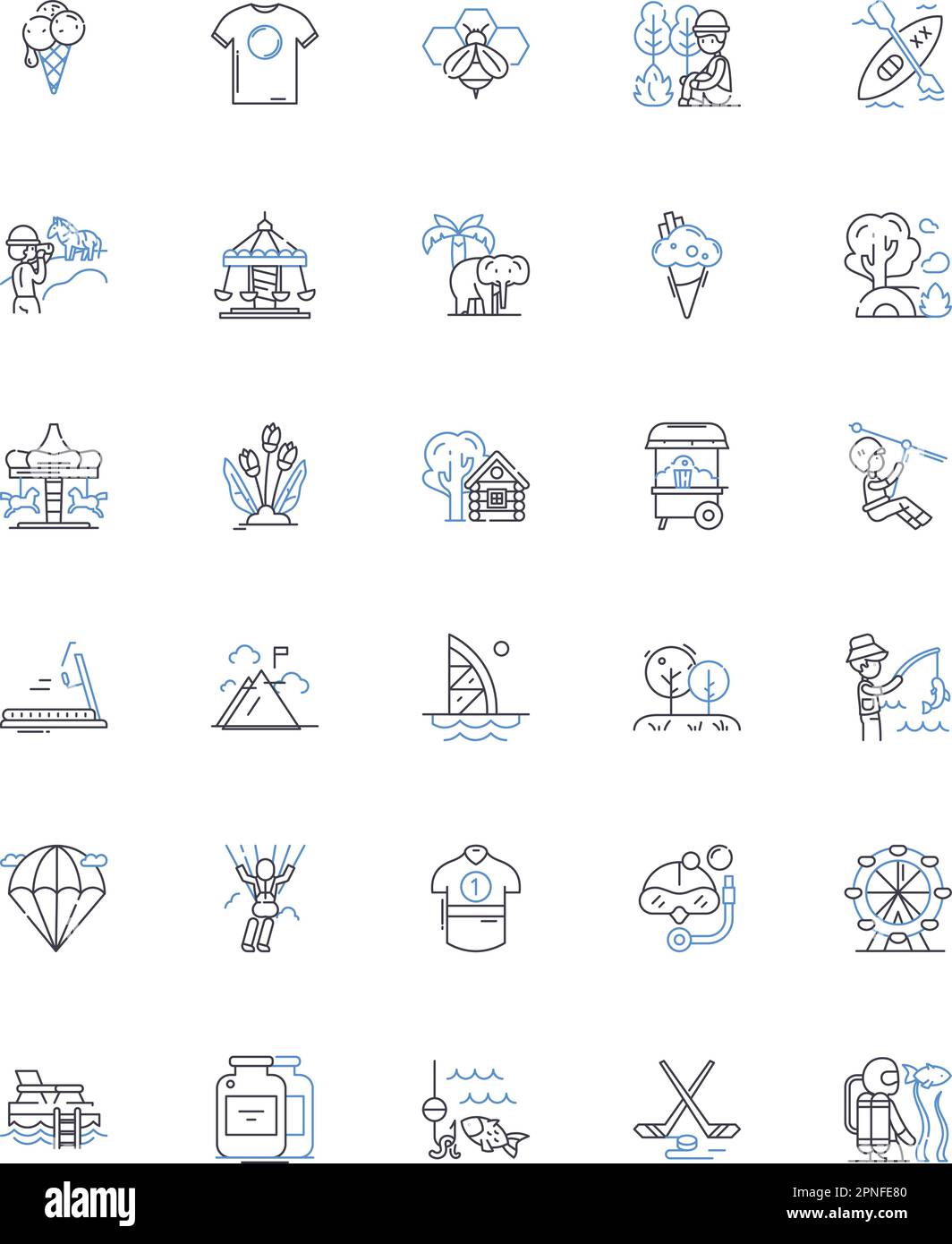 Warm season and recreation line icons collection. Summer, Outdoors ...