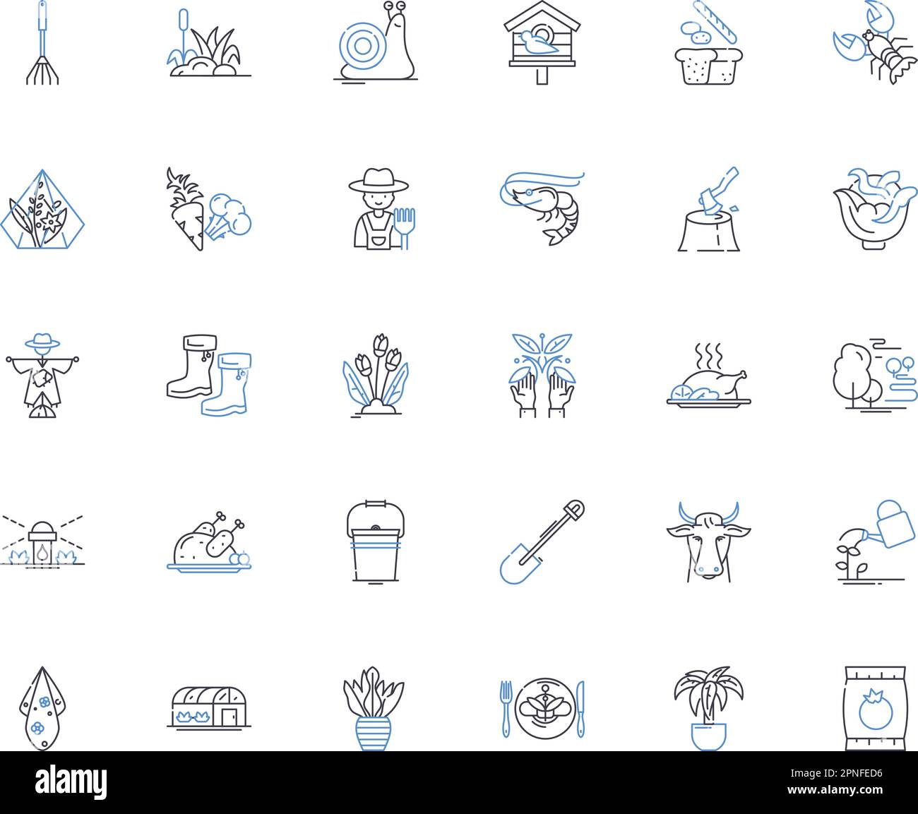 Gardening line icons collection. Soil, Seedlings, Watering, Composting ...